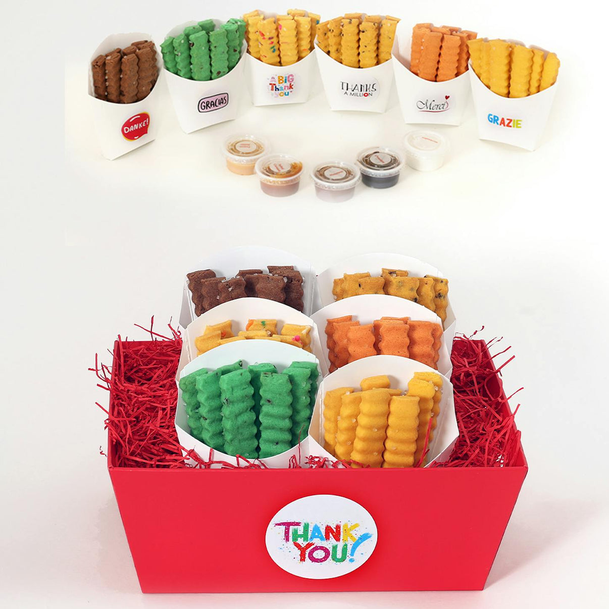 "Thank You" Cookie Fries Gift Basket - 6 Cartons By the Cookie Joint ...